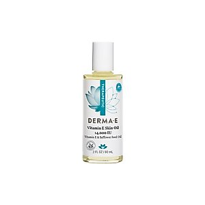 Derma E Vitamin E Skin Oil - 14,000 IU Safflower Face Oil – Hypoallergenic, Fragrance Free Facial Skin Care - Nourishes and Conditions, 2 fl oz