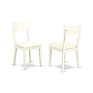 East-West Furniture ANAD5-LWH-LC Kitchen Dining Table Set - 4 Fantastic Wooden Dining Chairs with Faux Leather Seat - A Pedestal Dining Table (Linen White Finish)