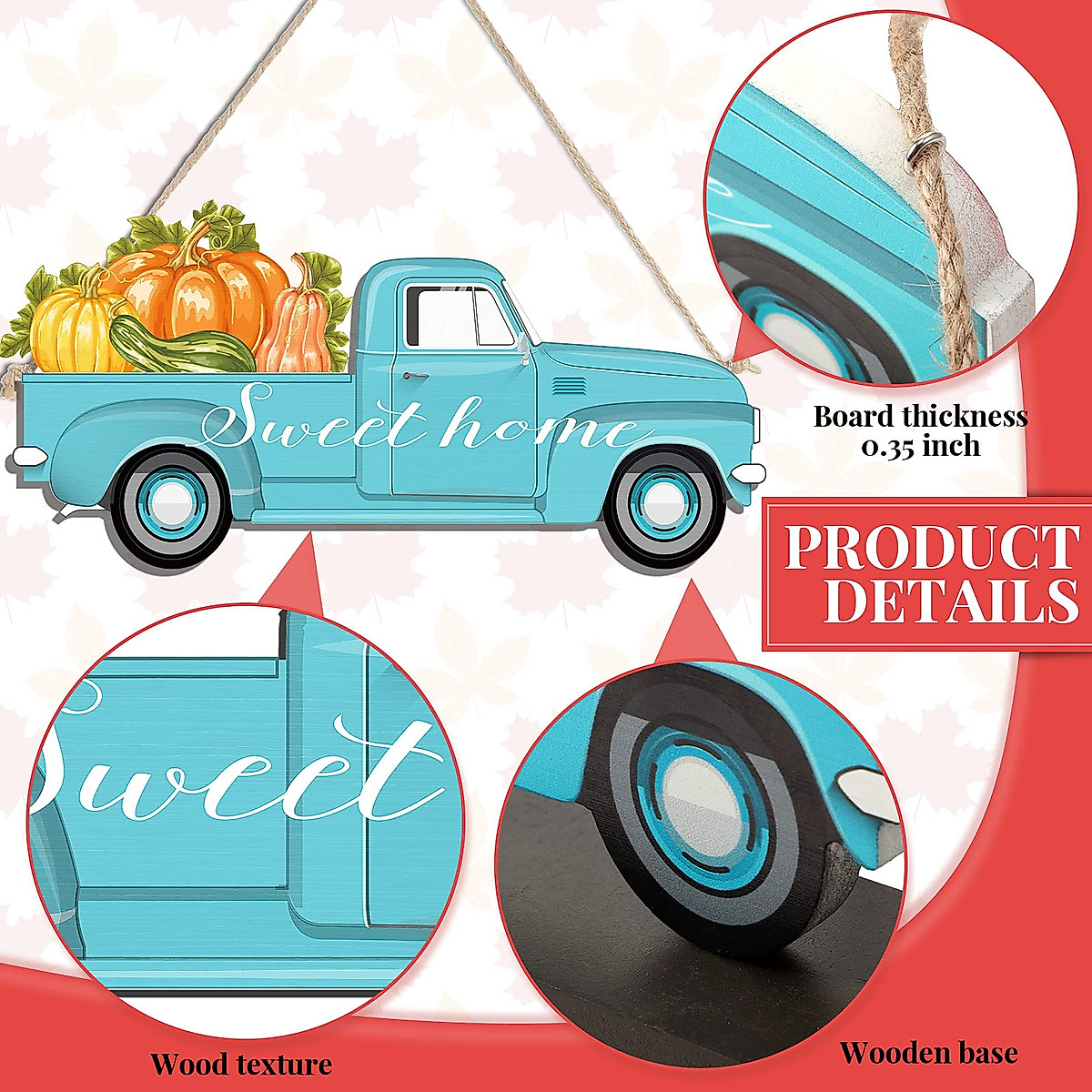 Christmas Interchangeable Garden Truck Stake Set with Seasonal Sign Loads Welcome Sign Festival Welcome Sign with 10 Seasonal Ornament for Holiday Spring Fall Summer Easter Home Decorations