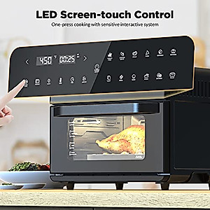 26.3QT/25L Extra-Large Air Fryer Toaster Oven, Convection Oven Countertop, Bake & Broil, 12-in-1 Air Fryer Convection Toaster Oven Combo, Digital Control Multifunction Pizza Oven, Black Nonstick Stainless Steel