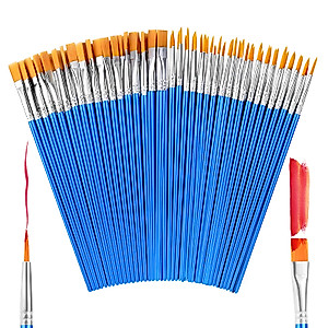 AROIC Small Paint Brushes Bulk,80 Pcs Nylon Hair Paint Brushes with Flat and Round Pointed Acrylic Paint Brushes Set,Acrylic Paint Brushes for Classroom Oil Watercolor Face Painting Kits.