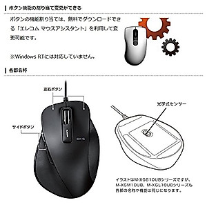ELECOM Wired Mouse Blue LED Grip Feeling EX-G Series M Size 5 Buttons Red M-XGM10UBBK