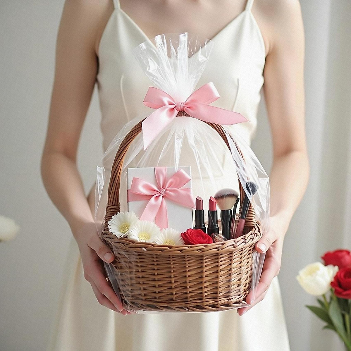 Morepack Cellophane Bags,18x30 Inch 20PCS Cellophane/Cello Wrap for Gift Baskets, Clear Basket Bags