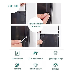 Otlsh 14"×48" Door Mirror,Full Length Mirror, Over The Door, Wall Mirror, Thin Frame, Aluminum Alloy, for Bedroom, Living Room, Entryway -Gold