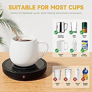 Coffee Mug Warmer Smart Cup Warmer with 3 Temperature Settings Electric Beverage Warmer Plate Auto Shut Off, Coffee, Tea and Milk Warmer for Office Home Desk Use (Cup Not Included)