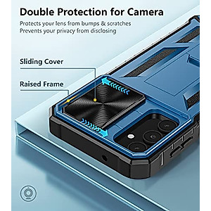 FNTCASE Case for Samsung Galaxy A14-5G: Protective Shockproof Rugged A14 Cell Phone Cover Cases with Belt Clip Holster Kickstand & Slide | Textured Tough Military Grade Drop Proof Protection - Blue