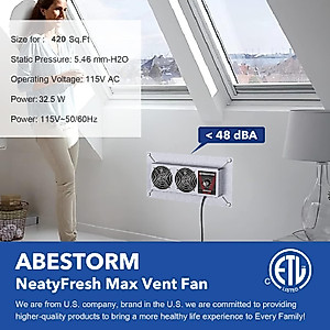 Abestorm 220 CFM Exhaust Fan with Dehumidistat, Black, 18" x 9" x 2"