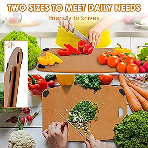 Cutting Boards for Kitchen Set of 3, Wood Cutting Boards with Holder, Non Slip Chopping Boards - Medium & Large Bamboo Cutting Boards, Kitchen Chopping Board for Meat Cheese board