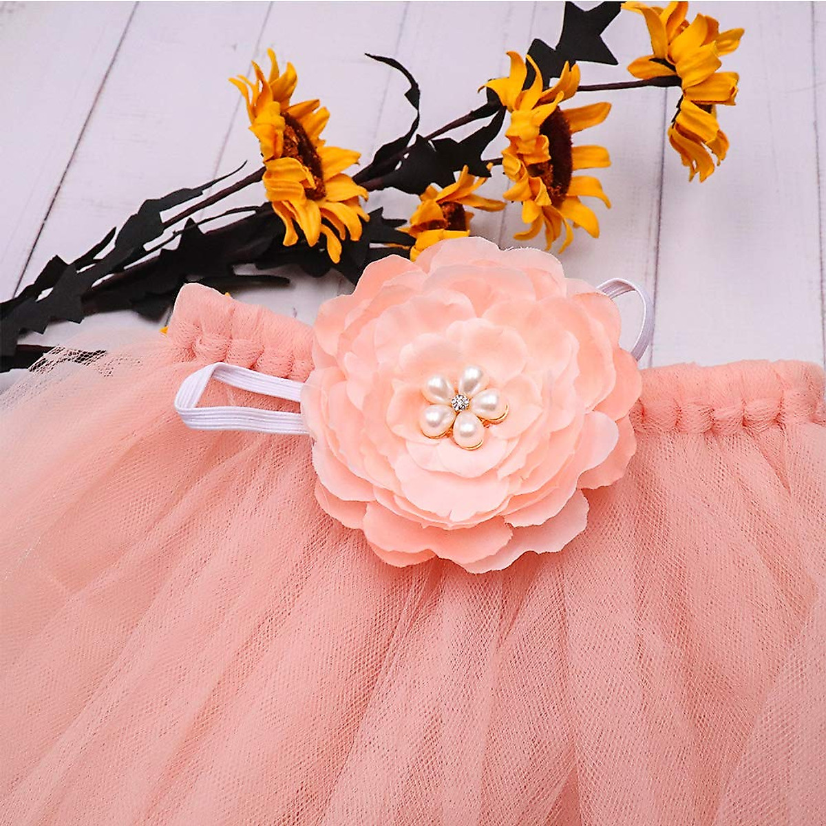 Baby Tutu Skirt Infant Tutus Baby Girls & Toddlers Girls Pink Tulle Tutu First Birthday Tutu Skirt Sets with Flower Headband