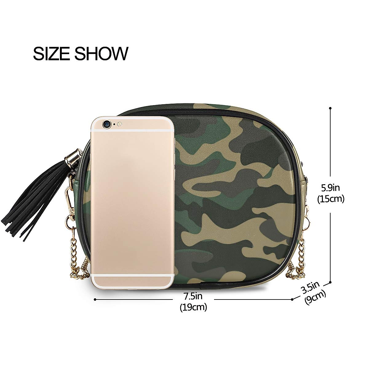 ALAZA Camouflage Military Cross Body Fashion Chain Bag Single Shoulder PU Leather Purse for Women Girls
