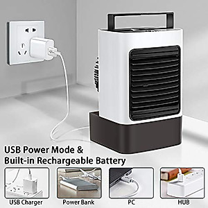 OVPPH Portable Air Conditioner, Personal Air Cooler Fan Mini Evaporative Cooler Desk Table Fan, Quiet Air Circulator Humidifier Misting Fan with 3 Speeds for Home Bedroom Office, White