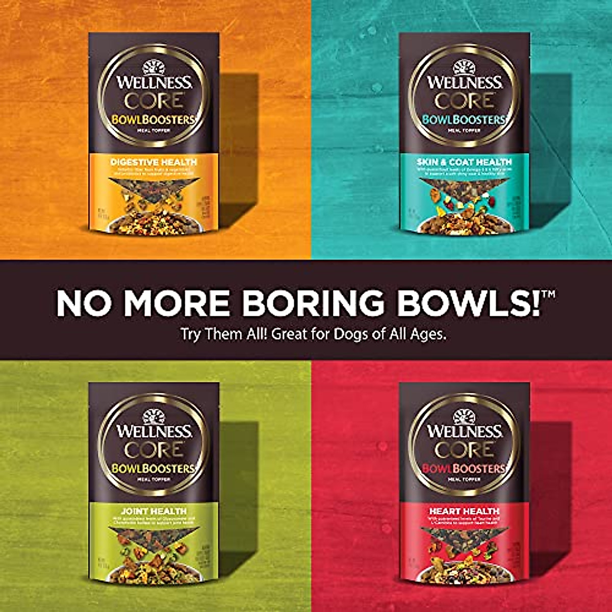 Wellness CORE Natural Grain Free Bowl Boosters Tender Dog Food Mixer Or Topper (Turkey & Chicken Recipe, 2-Pound Bag)