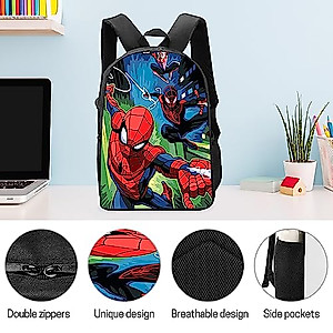 School Backpack Lightweight Travel Backpack Cartoon Large Capacity Insulated Lunch Box Pencil Case 3 Piece Set for Kids Gifts