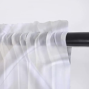 IDOWMAT Chiffon Sheer Kitchen Valance for Small Windows - Lightweight Voile Curtain Valances for Living Room Home Decor Short Curtain Gold White Marble Valance 1 Panel 54"x18"