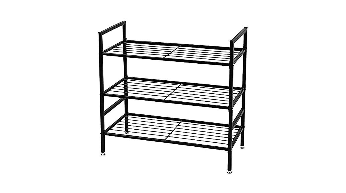 AmtoPm 3-Tier Metal Shoe Rack - Stylish & Stackable