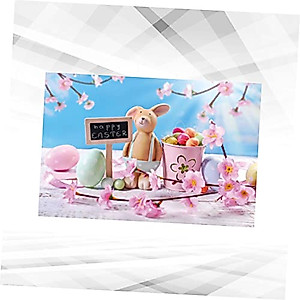 Gogogmee Banner Flags Rabbit Blanket Floral Decor Easter Photo Backdrop Monthly Happy Easter Backdrop Wall Sticker Eggs The Banner Background Cloth Photo Background Easter Studio Backdrop