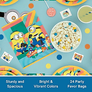 Unique Minions Birthday Party Decorations Set - Bundle with 24 Plastic Minion Party Favor Bags and Checklist - Minion Party Decorations - Despicable Me Minion Goodie Bags