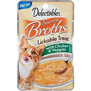 Hartz Delectables Savory Broths Chicken & Veggies Lickable Wet Cat Treats, 12 Count