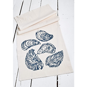 Tea Towel, Oyster Shell, Navy Blue, Nautical, Organic Cotton, Hand Screen Printed, Flour Sack Dish Towel, Sweet Housewarming Gift, Natural