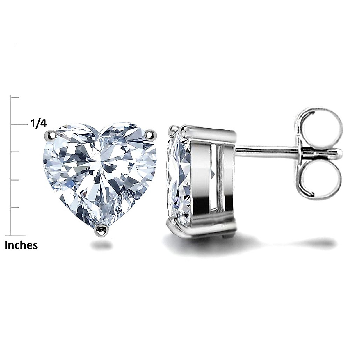 Star K 7mm Heart Shape Created Star Sapphire Earrings Studs Sterling Silver