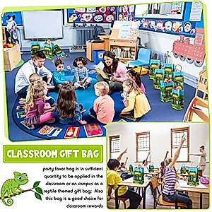 12 Packs Reptile Lizard Snake Party Favor Bags with Handles Turtle Reptile Lizard Snake Birthday Party Supplies Gift Treat Goody Bags for Camping Reptile Party Decorations