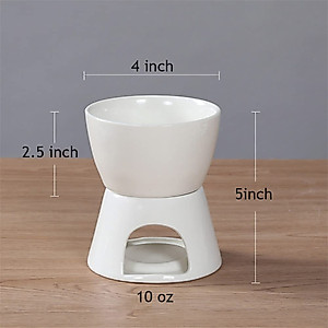 Sizikato Pure White Porcelain Chocolate Fondue Set, 10 Oz