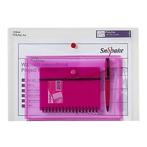 Snopake A4/A5 Polyfile Duo Popper Wallet with Index Tab and Press Stud Closure – Clear [Pack of 5] Ref: 15693