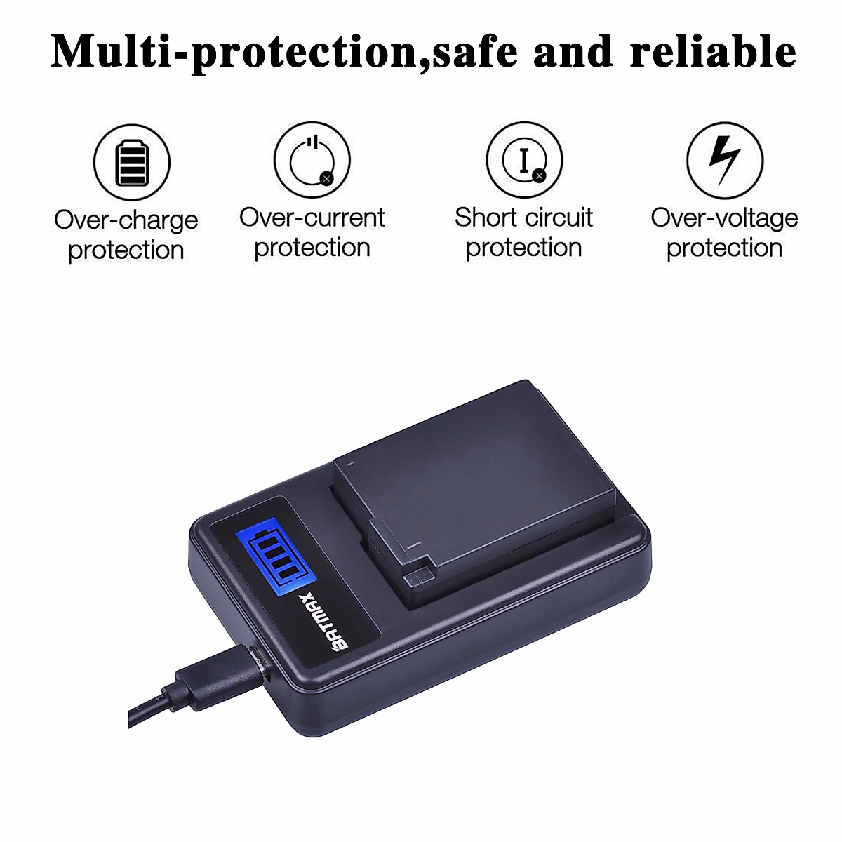 Batmax 2 Pack DMW-BLC12 Battery and Replacement Charger for Panasonic DMW-BLC12, DMW-BLC12E, DMW-BLC12PP Battery; Lumix DMC-FZ200, DMC-FZ1000, DMC-G5, DMC-G6, DMC-G7, DMC-GX8, DMC-G85, DMC-GH2