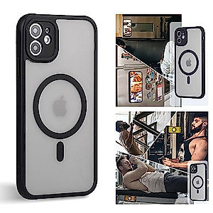 Yetagso Magnetic for iPhone 11 Case,Slim Strong Magnetic iPhone 11 Phone Case,Soft Frame Matte Back Anti-Fingerprint Shockproof iPhone 11 (6.1 inch) Case Compatible with MagSafe Accessories,Black