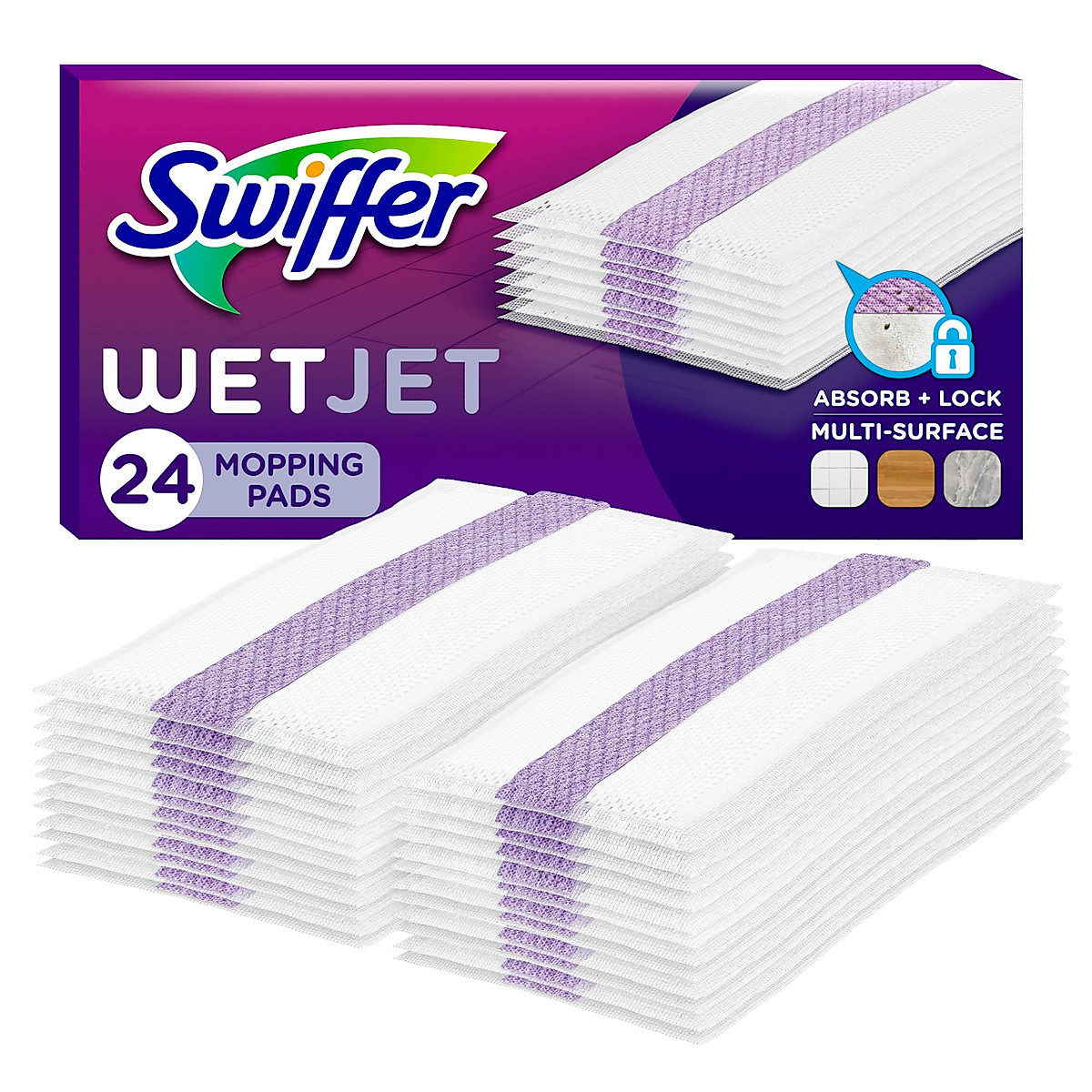 Swiffer WetJet Hardwood Floor Cleaner Spray Mop Pad Refill, Multi Surface, 24 Count