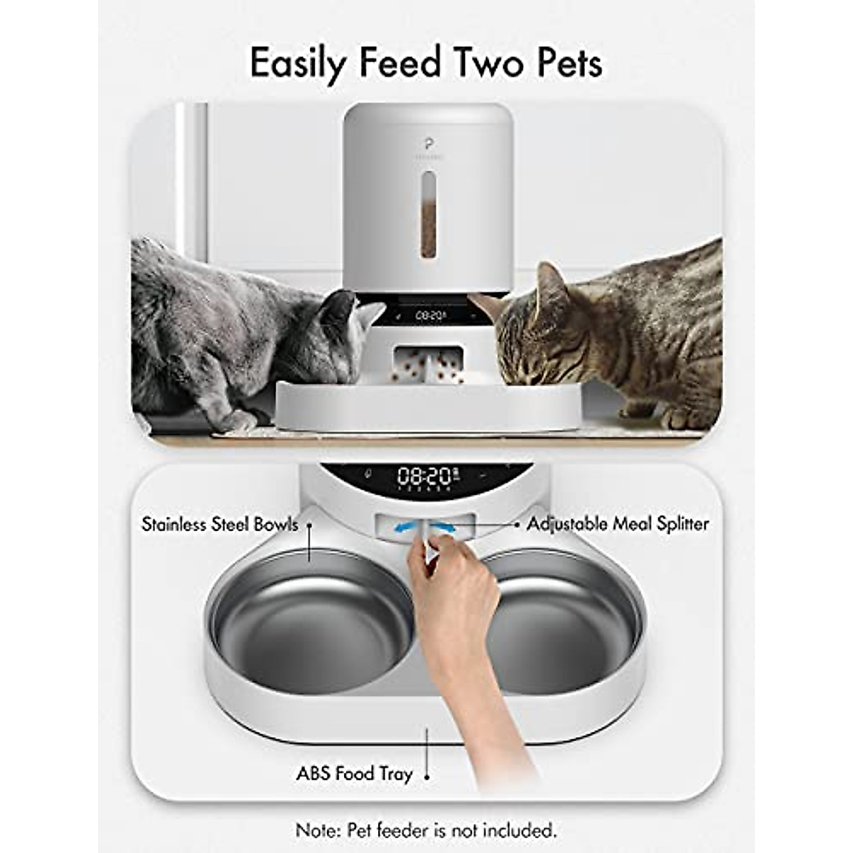 PETLIBRO Pet Food Splitter with Stainless Steel Bowls, Automatic Cat Feeder Bowls for Two Cats or Dogs, Suitable for PETLIBRO Automatic Cat Feeder PLAF005, PLAF006, PLAF103, PLAF203