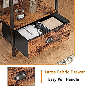 Furologee Set of 2 Nightstand with Drawer, End Table with Storage Shelf, Industrial Side Sofa Table, Bedside Accent Furniture Metal Frame Easy Assembly for Living Room/Bedroom/Hallway, Rustic Brown