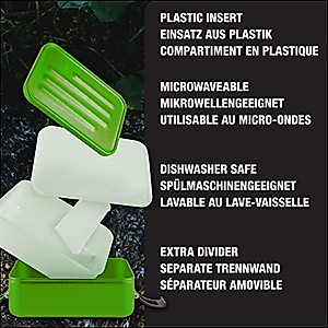 SIGG - Metal Lunch Box - With Food Separator - Dishwasher & Microwave Safe, Leakproof, BPA Free - Aluminum - Plus Green L