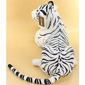 JESONN Realistic Stuffed Animals Tiger Toys Plush (White, 18.9 Inch)