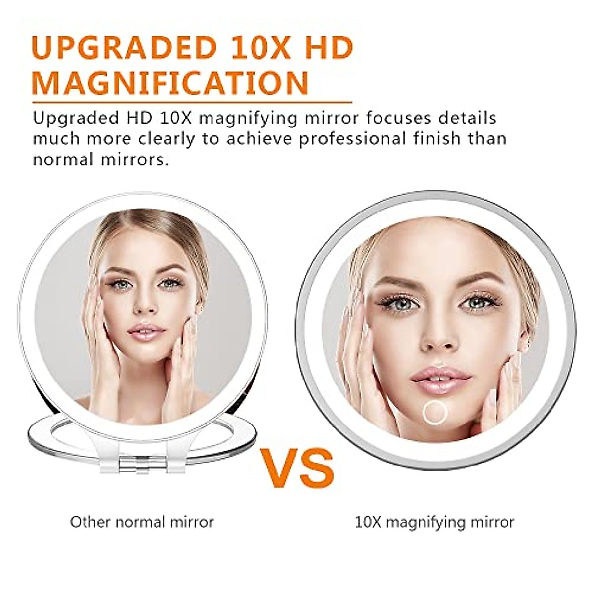 USB 10X Magnifying Mirror with Light Makeup Mirror with Lights LED Lighted Makeup Mirror Vanity Mirror with Lights Flexible Gooseneck Mirror with Lights with Powerful Suction Cup
