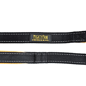 Mighty Paw Dual Handle Dog Leash - Reflective for Night Safety - Padded Leash - Dog Leash with Two Handles - Dog Leash with Carabiner Clip - Traffic Handle Leash - 6 Feet Long Dog Leash (Black/Orange)