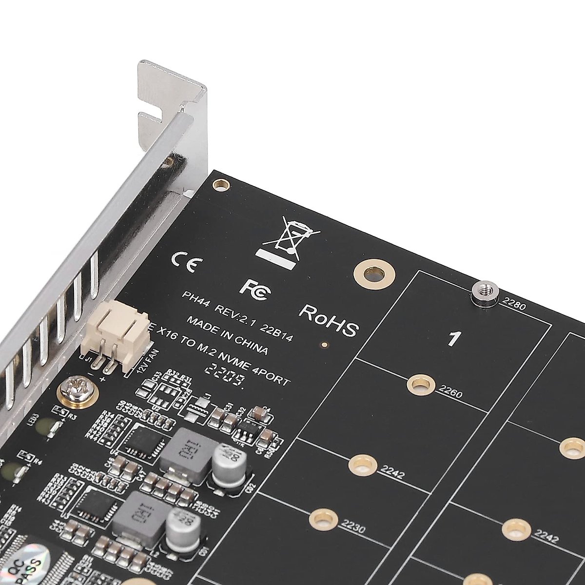 M.2 NVME SSD to PCIE X16 Adapter, 4x32Gbps M.2 NVME (m Key) SSD to PCIe 3.0 x 4 Port Host Controller Expansion Card with Individual LED Indicator
