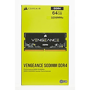 Corsair Vengeance Performance SODIMM 64GB (2x32GB) DDR4 3200MHz CL22 Unbuffered for AMD Ryzen 4000 Series Notebooks Memory - Black