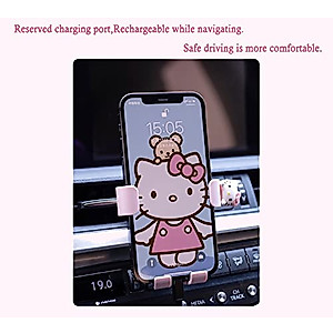 WIEEZN Cute Phone Mount for Car, Pink Cat Air Vent Clip Car Phone Holder Mount Fit for All Cell Phone, Pretty Car Accessories for Women and Girls