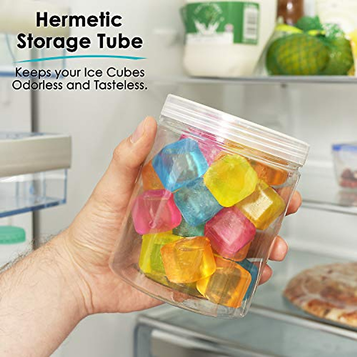 Reusable Ice Cubes For Drinks - Chills Drinks Without Diluting Them - Made From BPA Free Plastic - Refreezable, Washable, Quick And Easy To Use - Pack Of 30 With Storage Container by Efiwasi