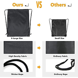 BeeGreen X-Large Drawstring Backpack Bags Black Bulk 10 Pack 22.4" L x 17.5" W Cinch Sack Gym Christmas String Bags Machine Washable Heavy Duty Sport Bags for Men Women