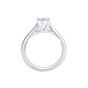 AFFY 1/4 Carat Round White Natural Diamond Solitaire Engagement Wedding Ring In 10k Solid White Gold (0.25 Cttw) Ring Size-8