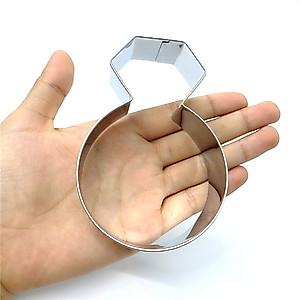 LILIAO Diamond Ring Cookie Cutter for Wedding/Engagement - 2.8 x 4 inches - Stainless Steel