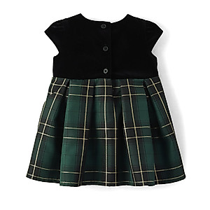 The Children's Place Baby Girls' and Newborn Holiday Dress, Green Plaid, 0-3 Months