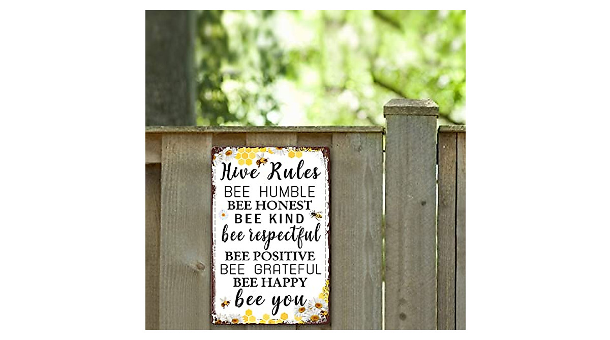 Bee Hive Rules Sign for Home & Garden Decor