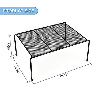 Set of 2 Mesh Kitchen Shelves Cabinet Storage Shelf Rack (13.1 x 10.2 Inch) ，Kitchen Bathroom Pantry Cupboard Desk Home Office, Fridge, Cabinet, Bathroom Cupboard, Non-Slip Plastic Feet (2, Black)