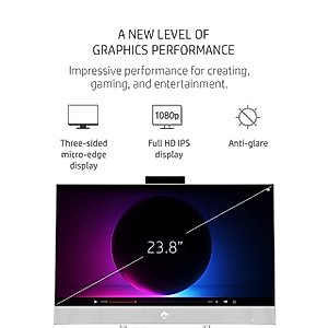 HP All-in-One Desktop PC, 11th Gen Intel Core i5-1135G7 Processor, 8 GB RAM, 512 GB SSD Storage, Full HD 23.8” Touchscreen, Windows 10 Home, Remote Work Ready, Mouse and Keyboard (24-df1270, 2021)