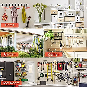 yuzziko Heavy Duty Garage Tool Storage System with 9 Hooks, Steel Organizer Wall Mounted Rack, Ultility Garden Tool Hangers 47 Inch for Broom, Mop, Rake Shovel