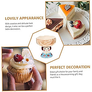 Mikinona Ceramic Doll Tray Ceramic Salad Bowl Oval Tray Extra Large Salad Bowl Trifle Bowl Small Bowls for Ice Cream Cartoon Fruit Plate Food Serving Bowl Footed Dessert Bowls Dessert Cup