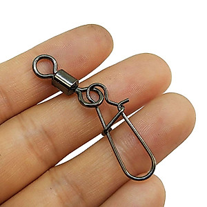 Unclesport 100pcs Fishing Rolling Swivel with Nice Snap Freshwater Bass Fishing Accessories Sea Fishing Gear 10#-0.83"/17LB